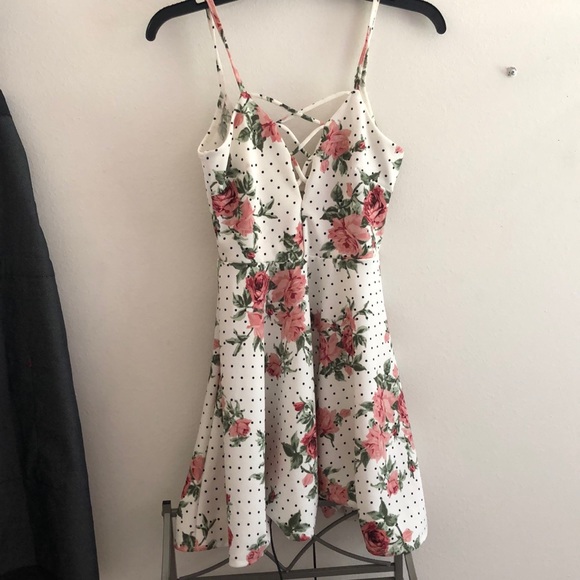 Papaya | Dresses | Pink Rose Dress With Polka Dots | Poshmark